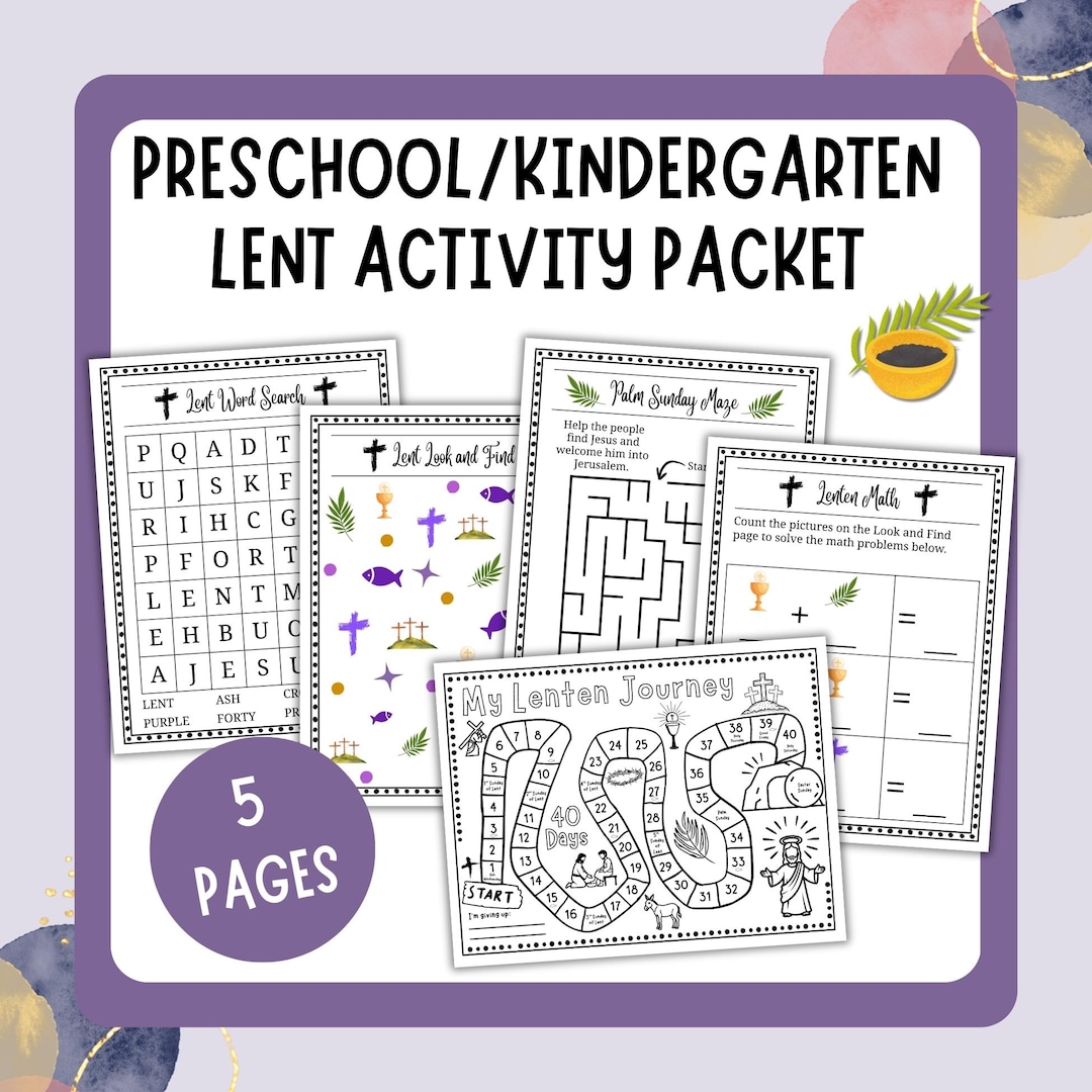 Lent Activity Packet for Catholic Preschool and Kindergarten Kids ...