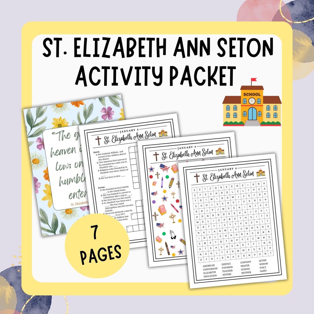 St. Elizabeth Ann Seton Activity Packet for Catholic Kids (digital ...