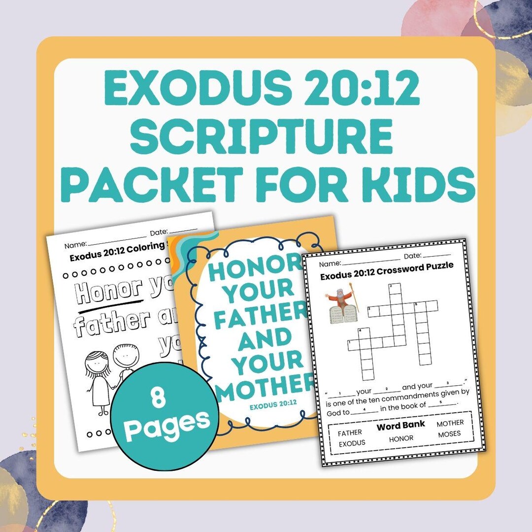Exodus 20:12 Scripture Packet for Kids | Honor Your Father and Your ...
