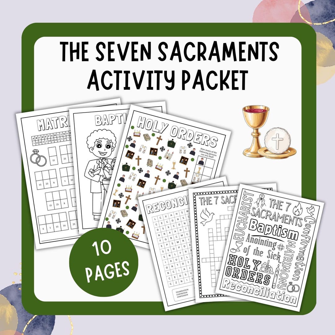 The 7 Sacraments Activity Packet for Catholic Kids (digital Download ...