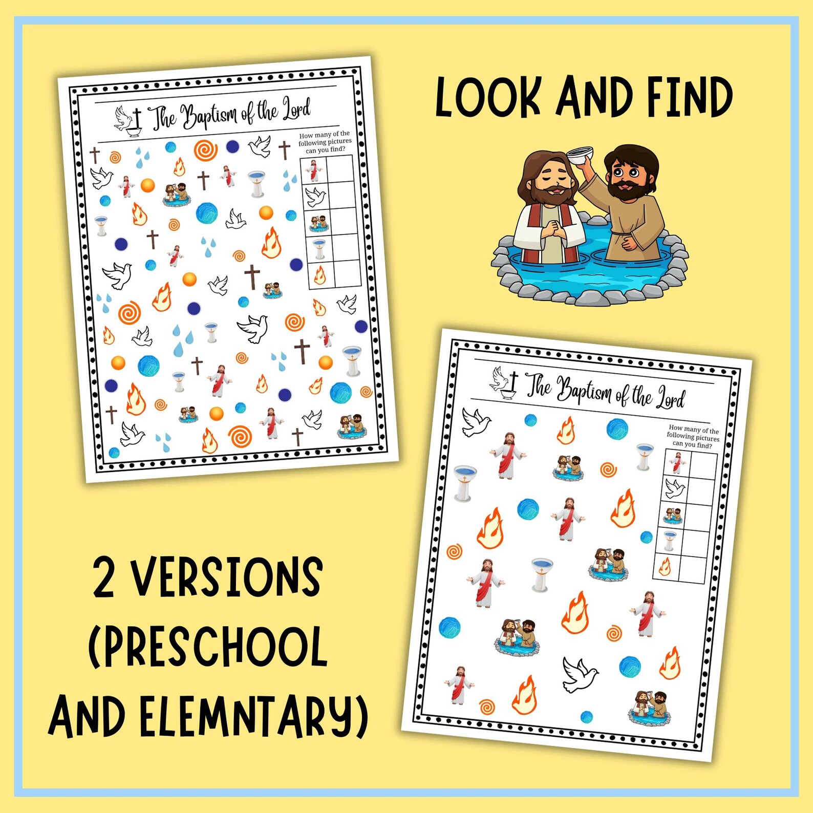 The Baptism of Jesus Activity Packet for Kids (digital Download) - Etsy