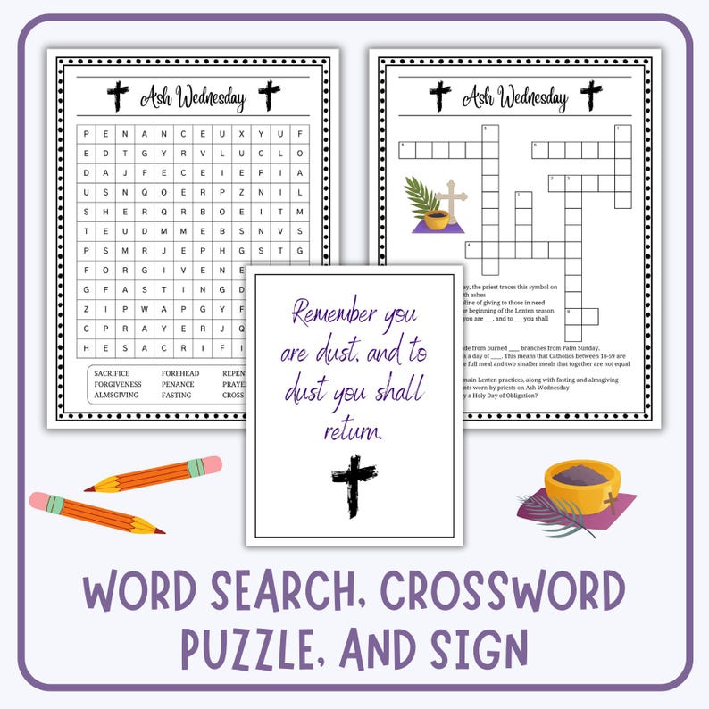 Catholic Kids' Ash Wednesday Activity Packet (digital Download) - Etsy