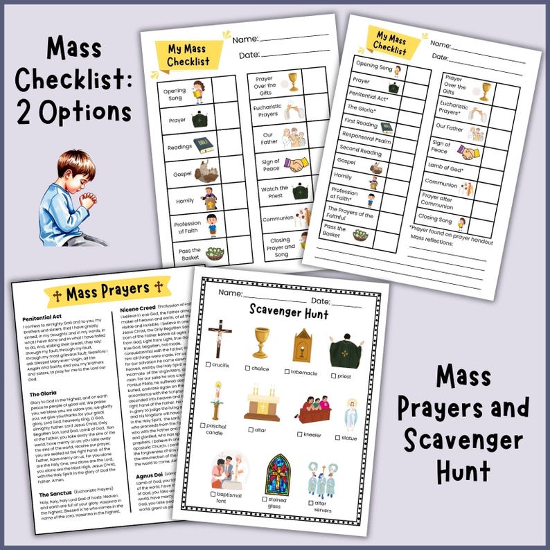 Printable Catholic Kids Mass Guide and Activity Packet | First ...