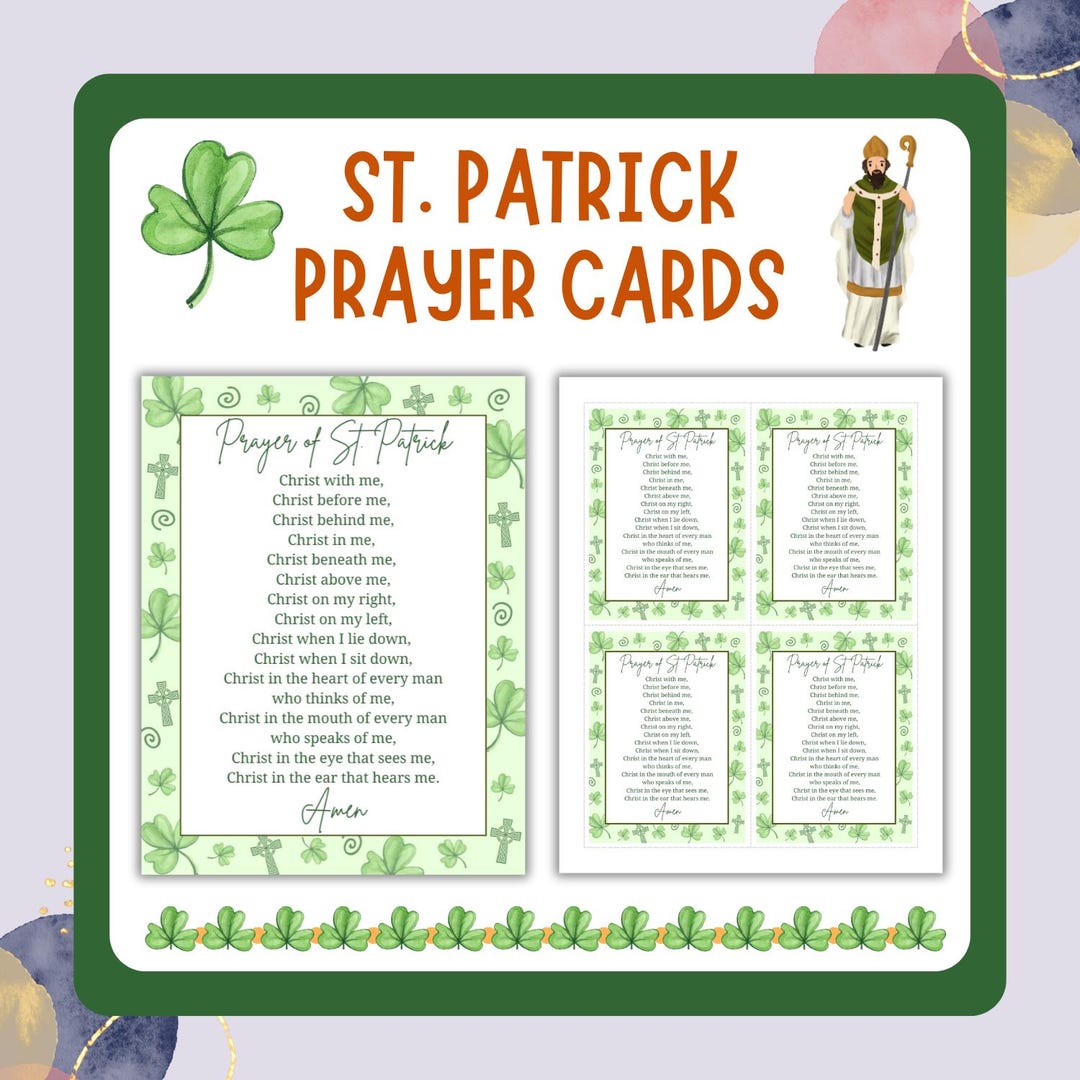 St. Patrick Prayer Cards | Catholic Kids Prayer Printable (digital ...