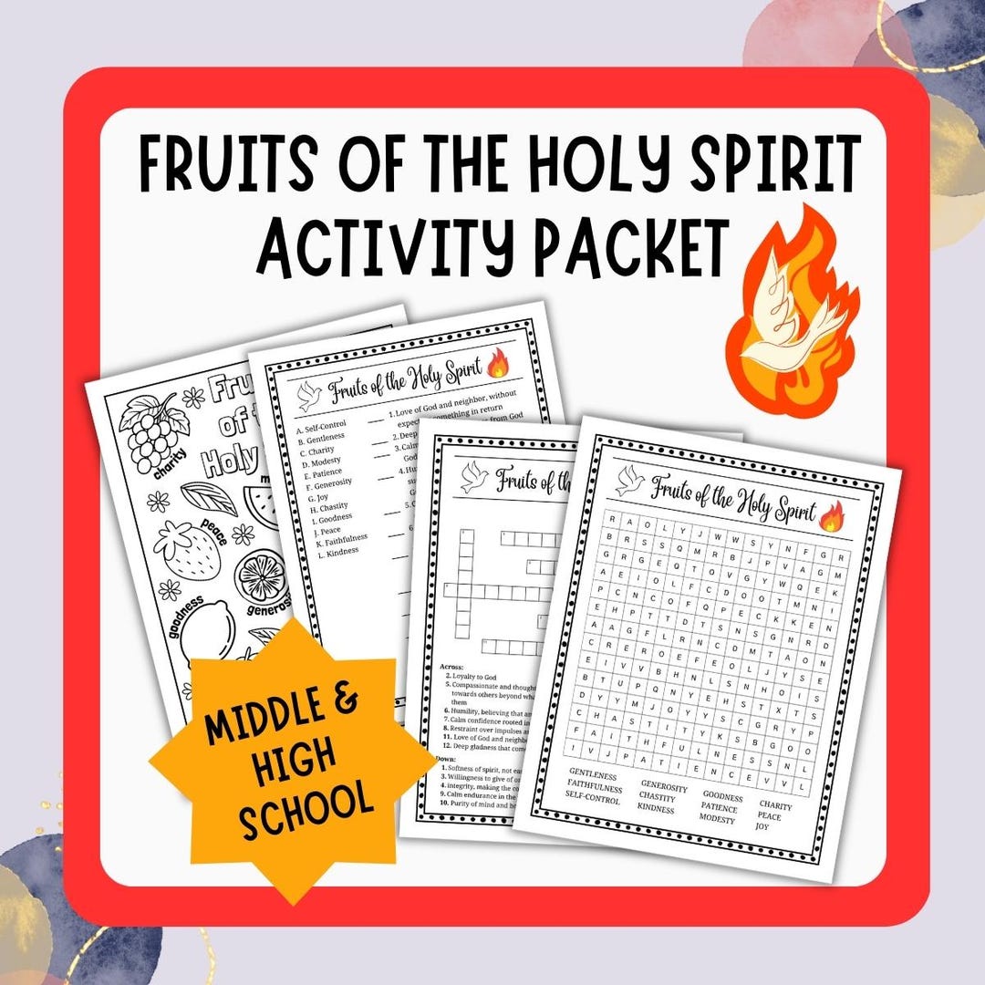 Fruits of the Holy Spirit Activity Packet for Catholic Teens ...