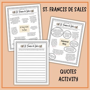 St. Francis De Sales Activity Packet for Catholic Kids (digital ...