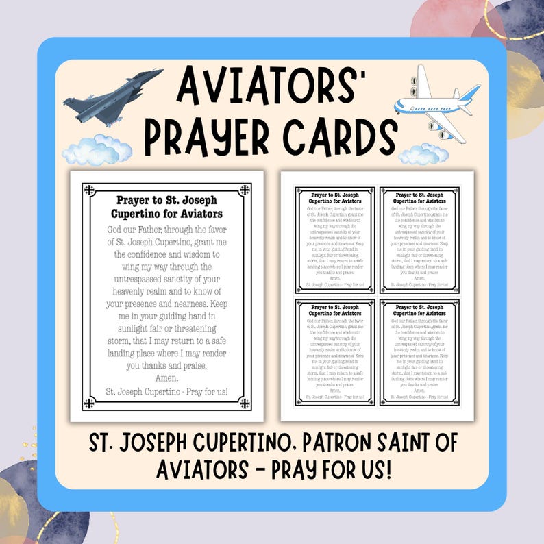 Aviators' Prayer Card | Pilots Prayer | St. Joseph Cupertino (digital ...