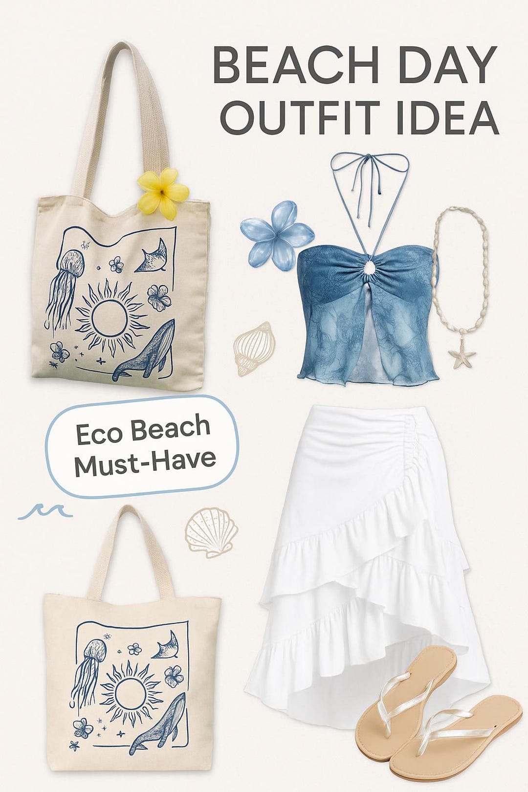 Ocean-inspired Natural Tote Bag, Eco-friendly Shopping Bag, Whale and ...
