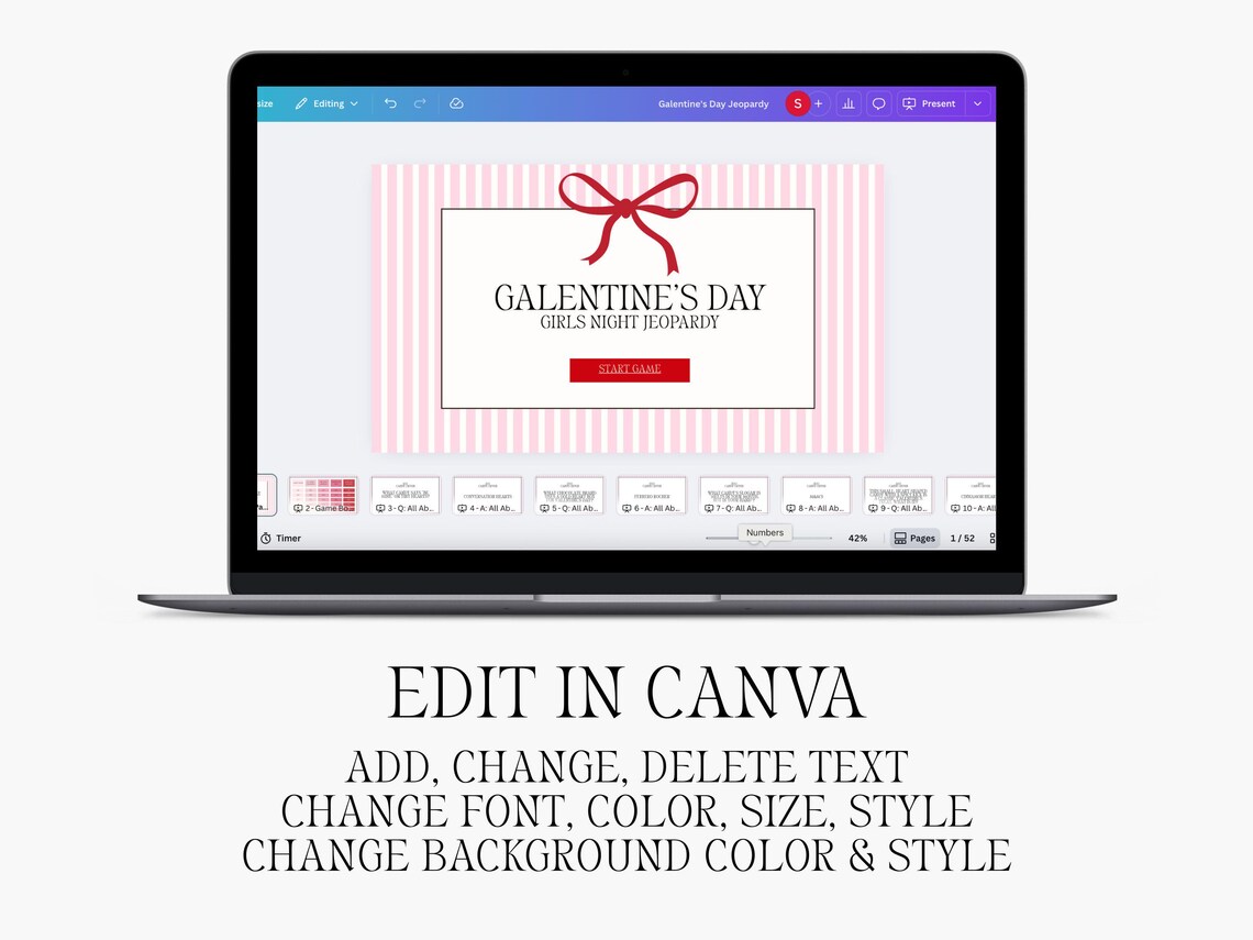 Galentines Day Jeopardy Game Template | Valentines Day Party Trivia ...