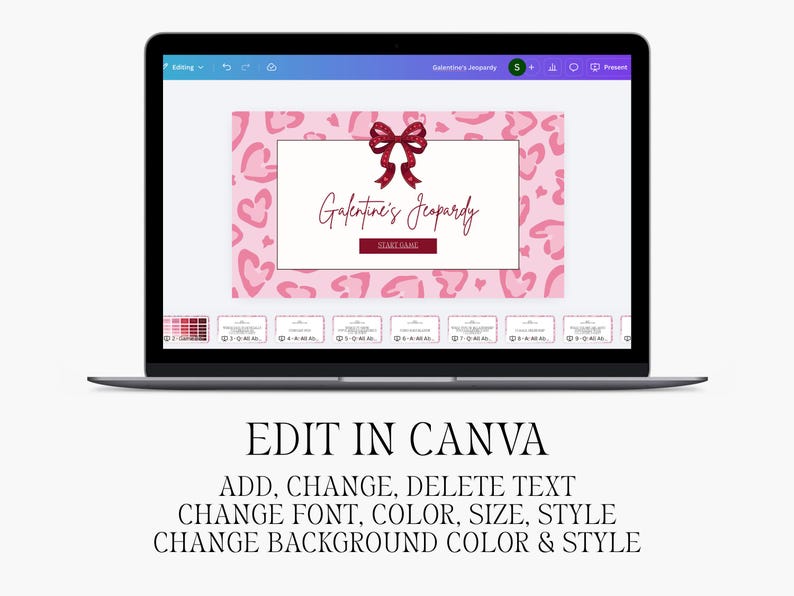 Galentines Day Jeopardy Game Template | Valentines Day Party Trivia ...