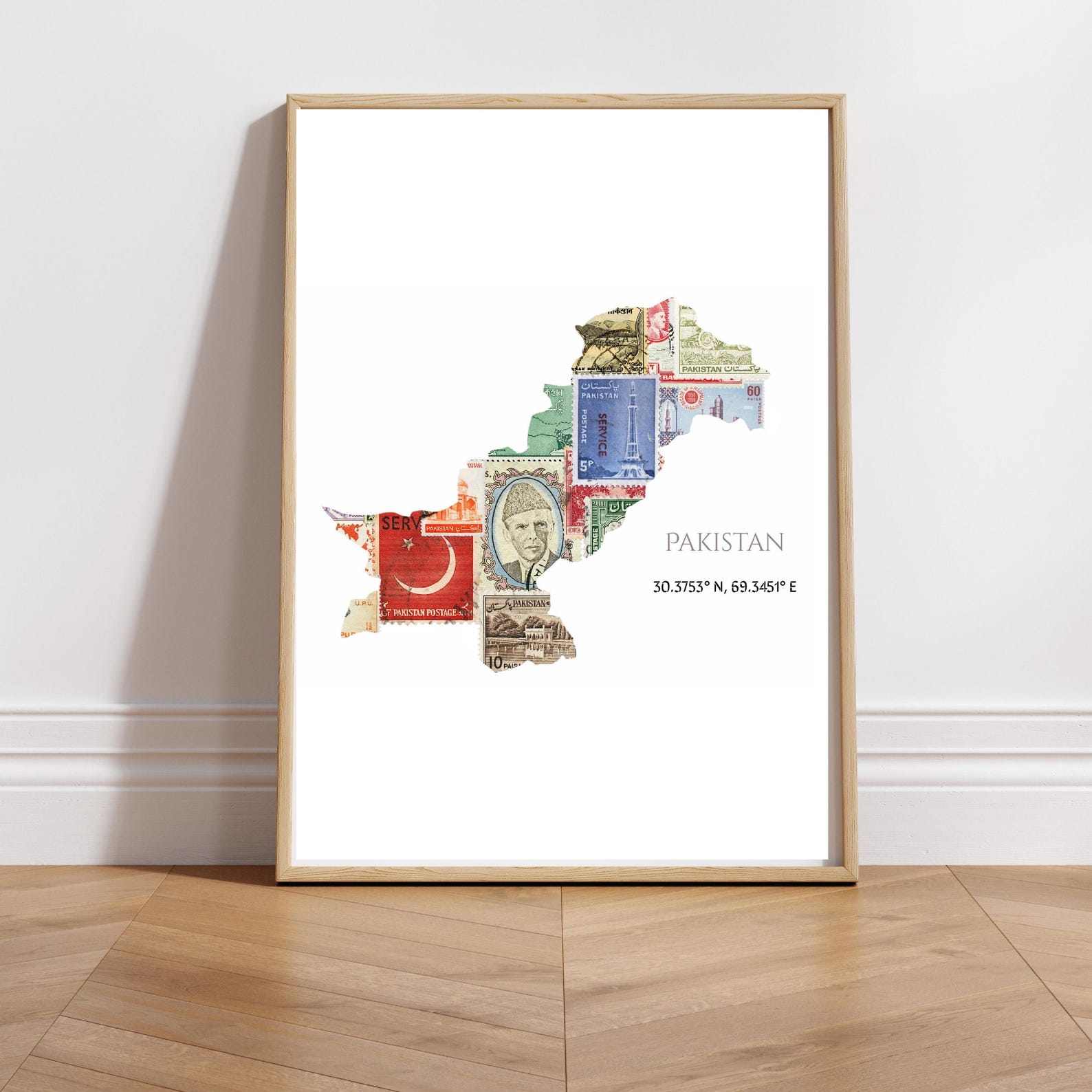 Vintage Map of Pakistan | Retro Pakistani Stamps | Map of Pakistan ...