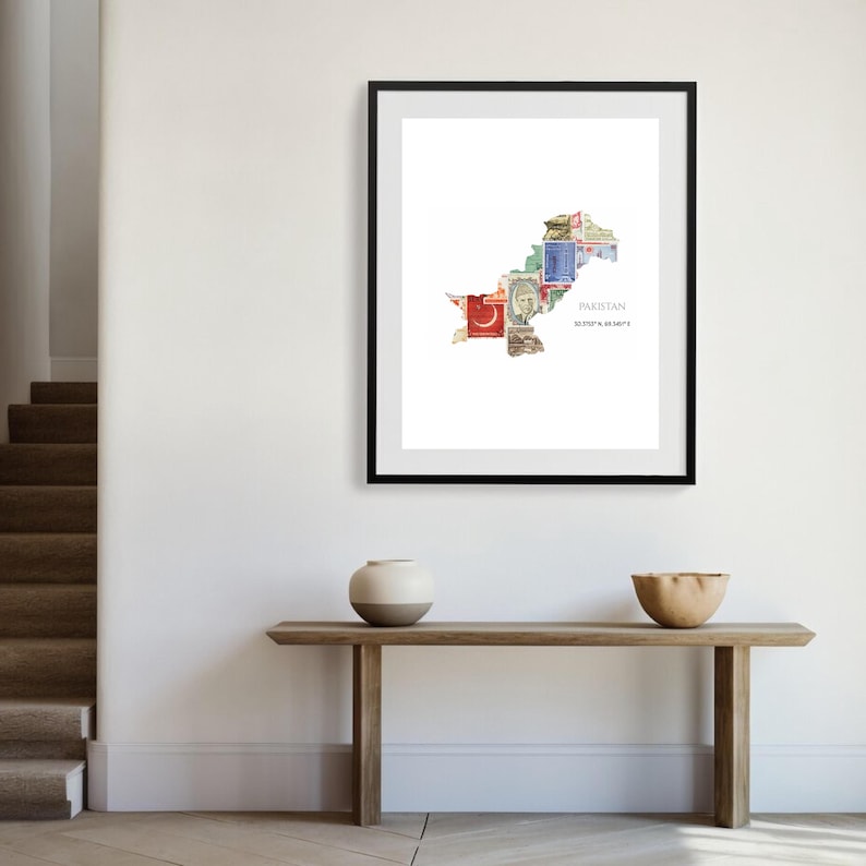 Vintage Map of Pakistan | Retro Pakistani Stamps | Map of Pakistan ...