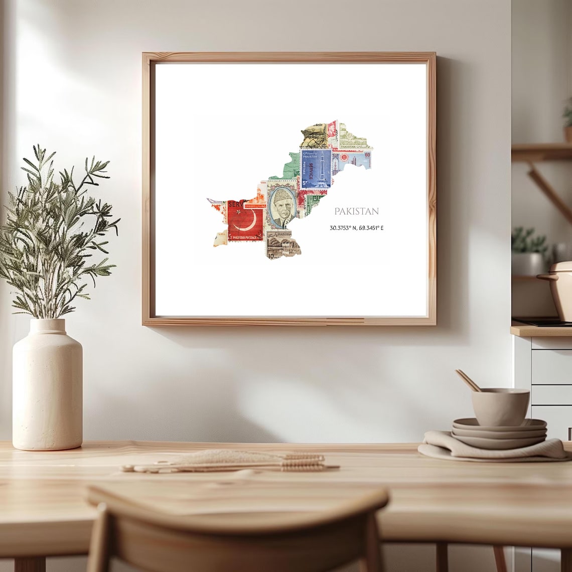 Vintage Map of Pakistan | Retro Pakistani Stamps | Map of Pakistan ...
