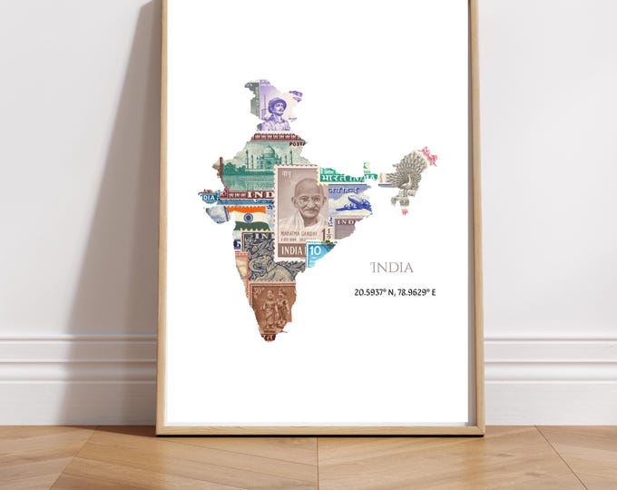 India Map Poster - Map of India - India Map - Illustrated India Map ...