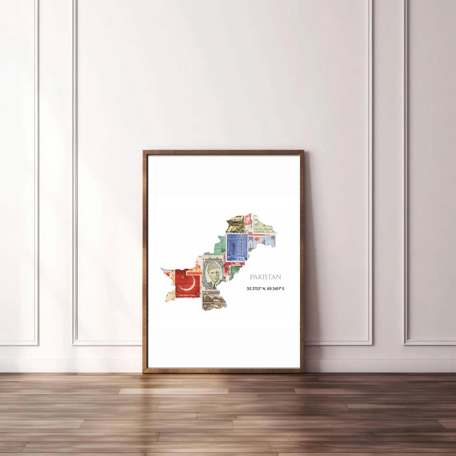 Vintage Map of Pakistan | Retro Pakistani Stamps | Map of Pakistan ...