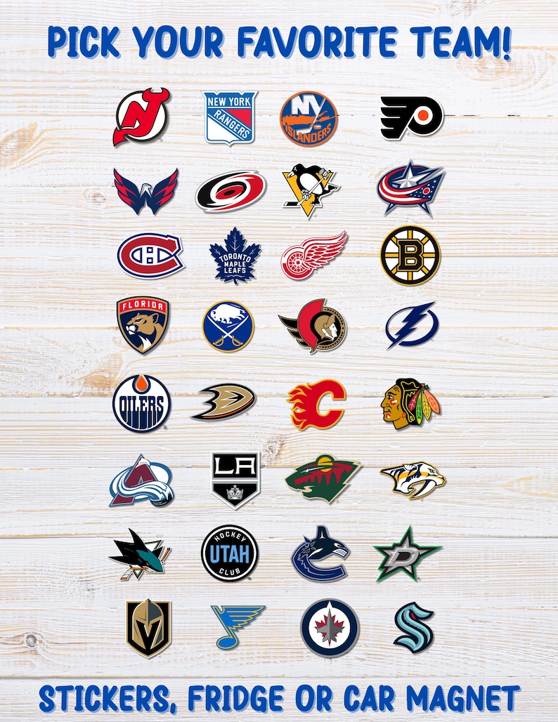 NHL Team Stickers, Refrigerator Magnets or Car Magnets - Pick Your ...