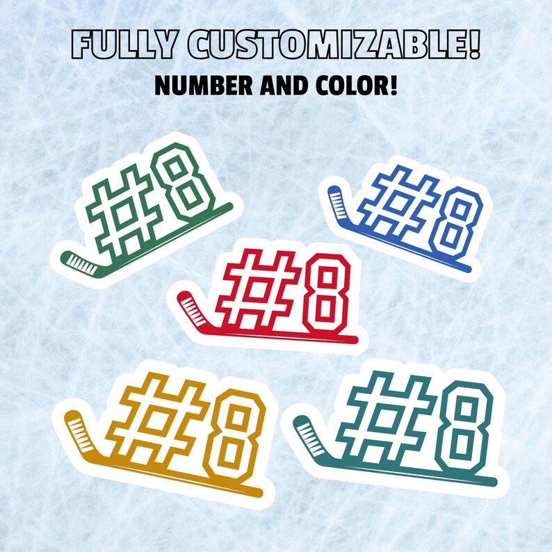 Custom Hockey Number Sticker | Personalized Hockey Decal | Choose Your ...