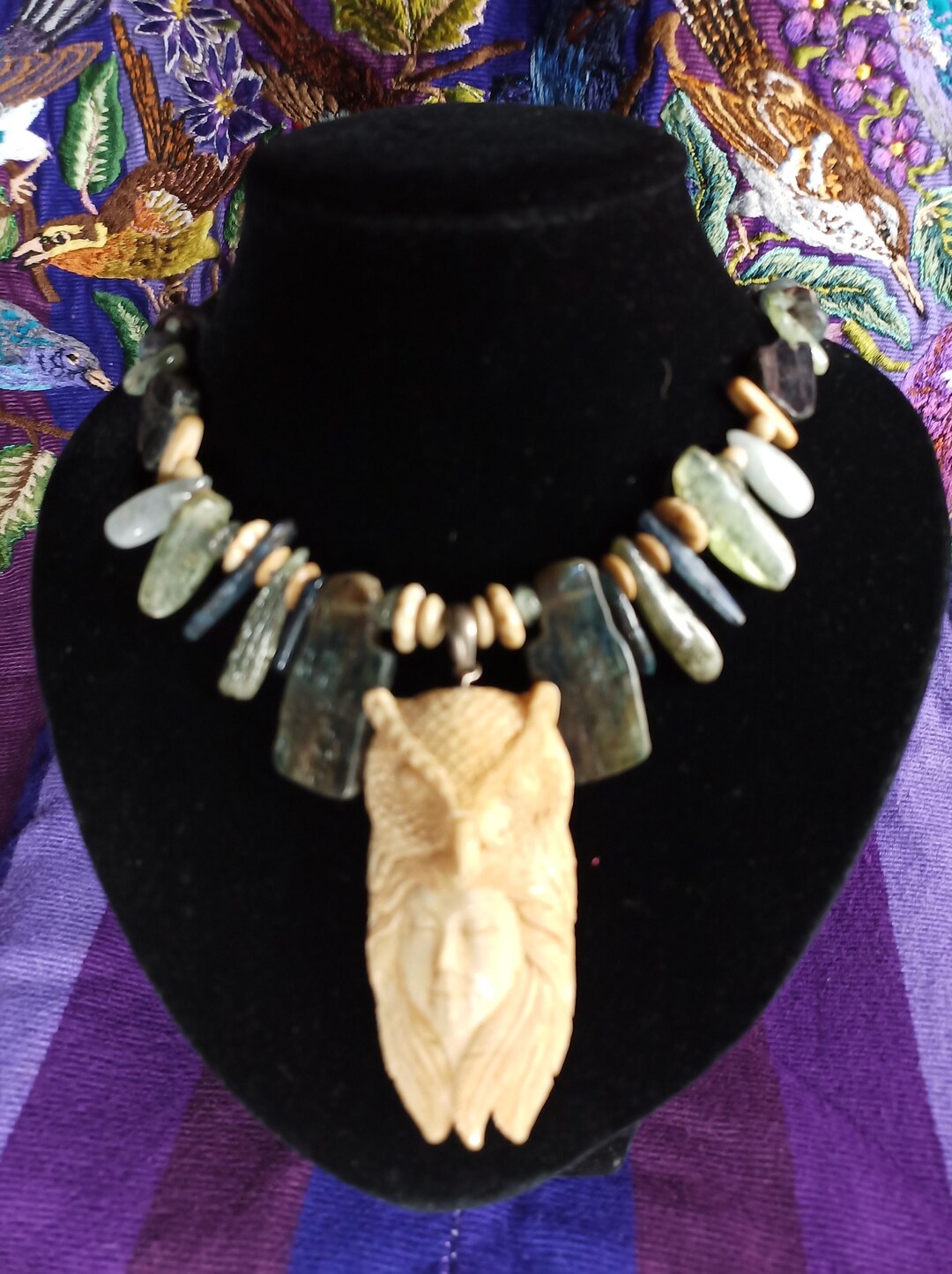 Bone Handcrafted Owl Ceremonial Necklace | “tukur” | Sacred Adornment ...