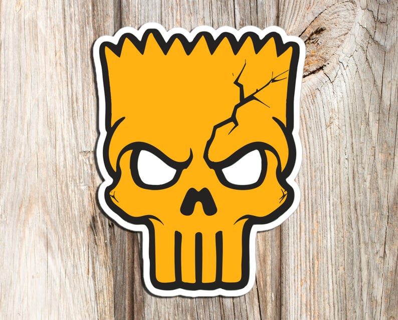 Bart Simpson Skull Sticker - Etsy
