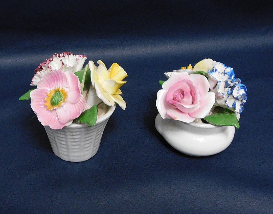 Vintage Hand Made Radnor Bone China Rose Bouquet Pair Staffordshire ...