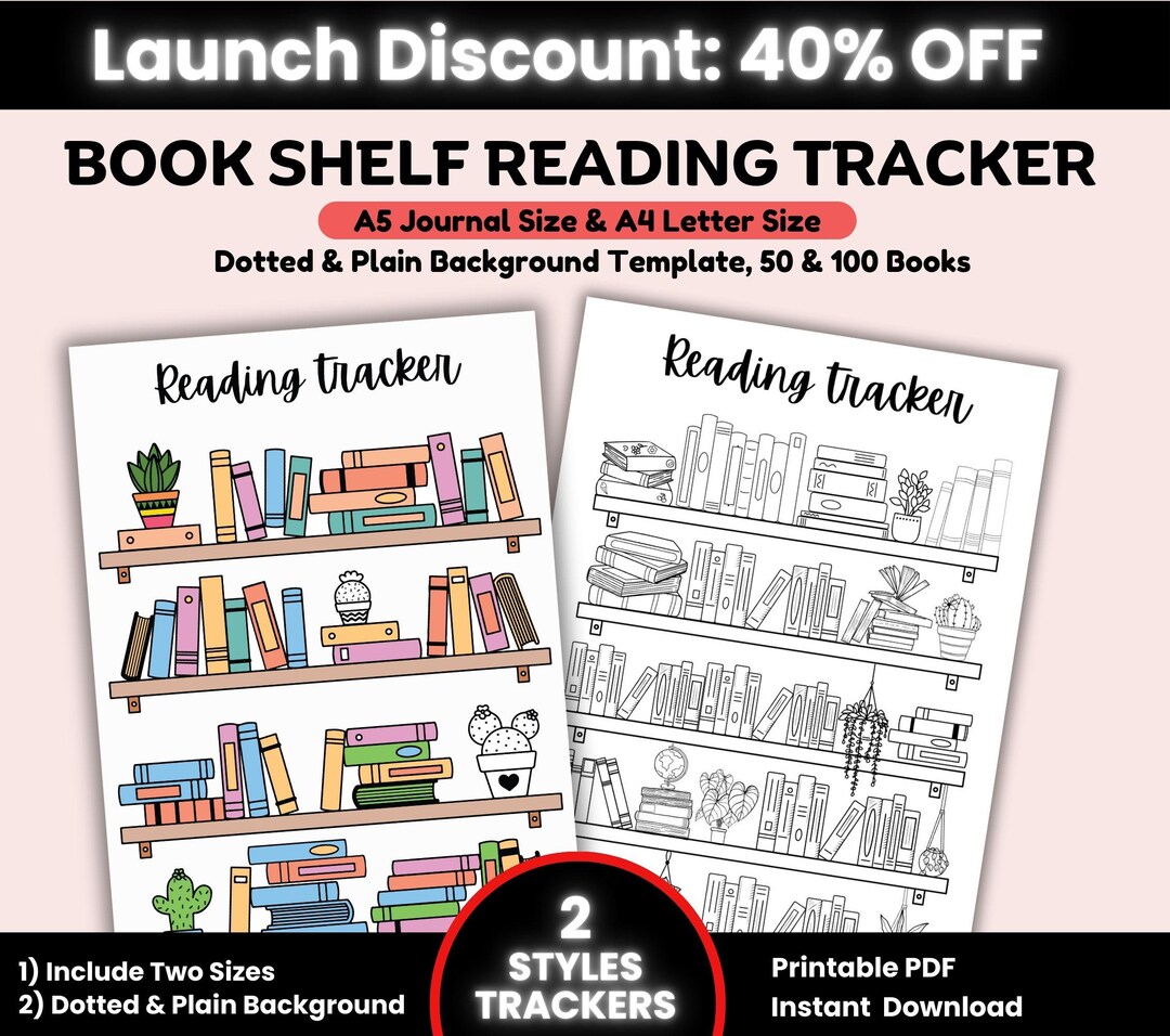 Bookshelf Reading Tracker Printable, Book Journal, Reading Log, Reading ...
