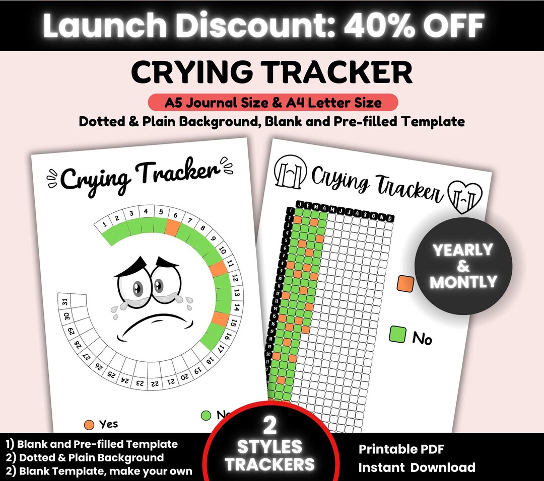 Crying Tracker Printable, Crying Log, Mood Tracker, Feelings Tracker ...