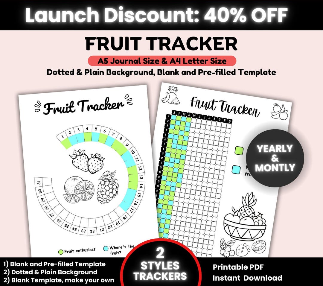 Monthly Fruit Tracker Printable: A4/A5 Habit Tracker (PDF) - Etsy