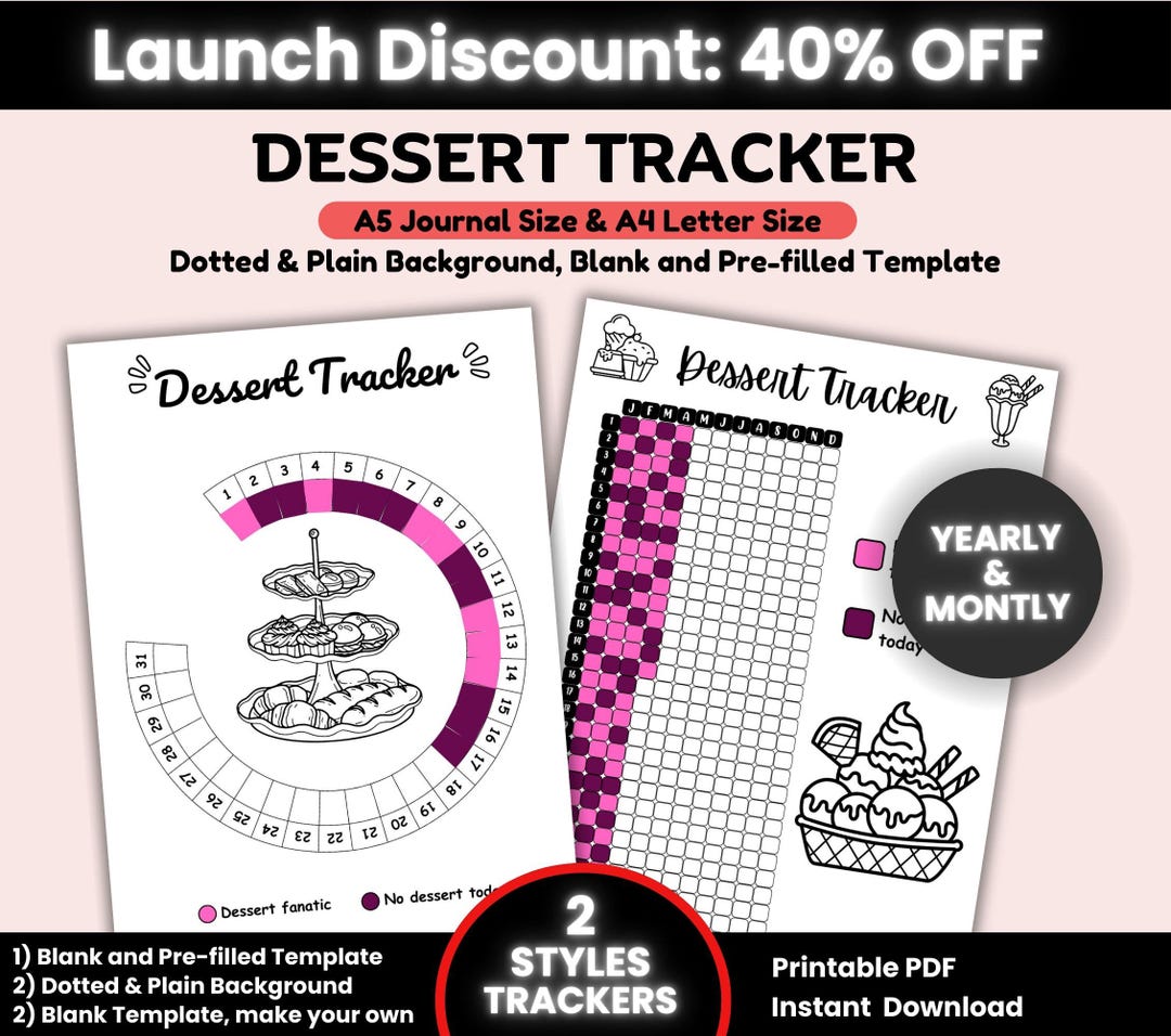 Dessert Tracker Printable: Mood & Habit Tracker (PDF Files) - Etsy