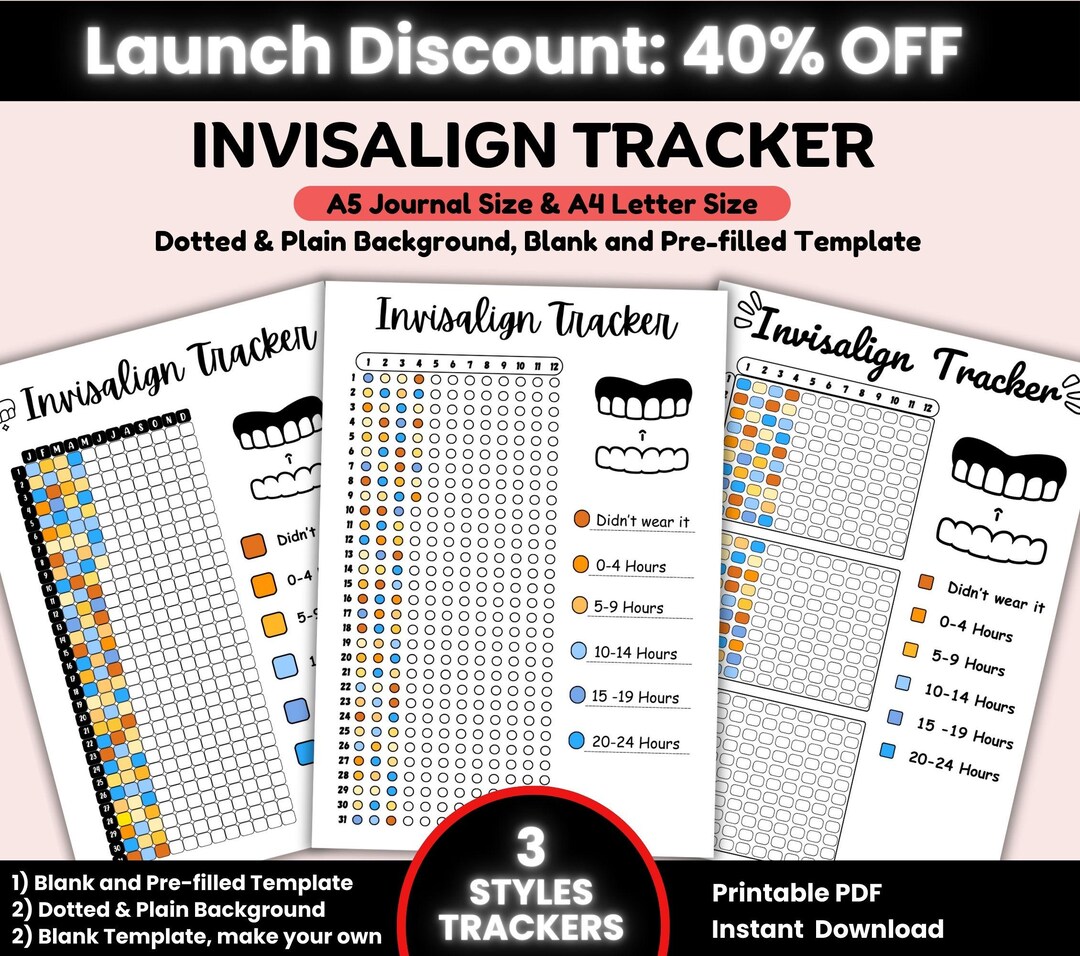Invisalign Tracker Printable, Dental Tracker, Health Tracker, Habit ...