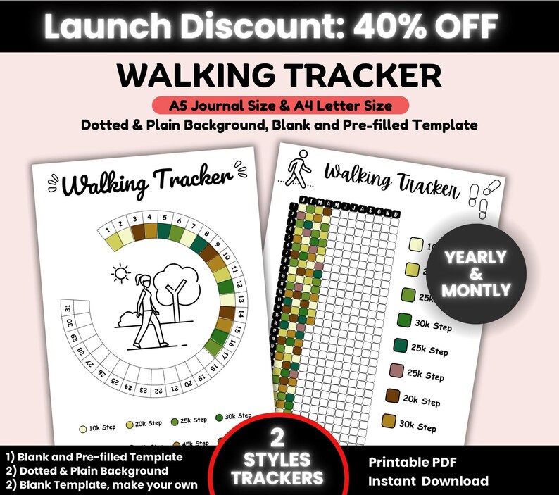 Walking Tracker Printable: Step & Fitness Goal Log (PDF) - Etsy