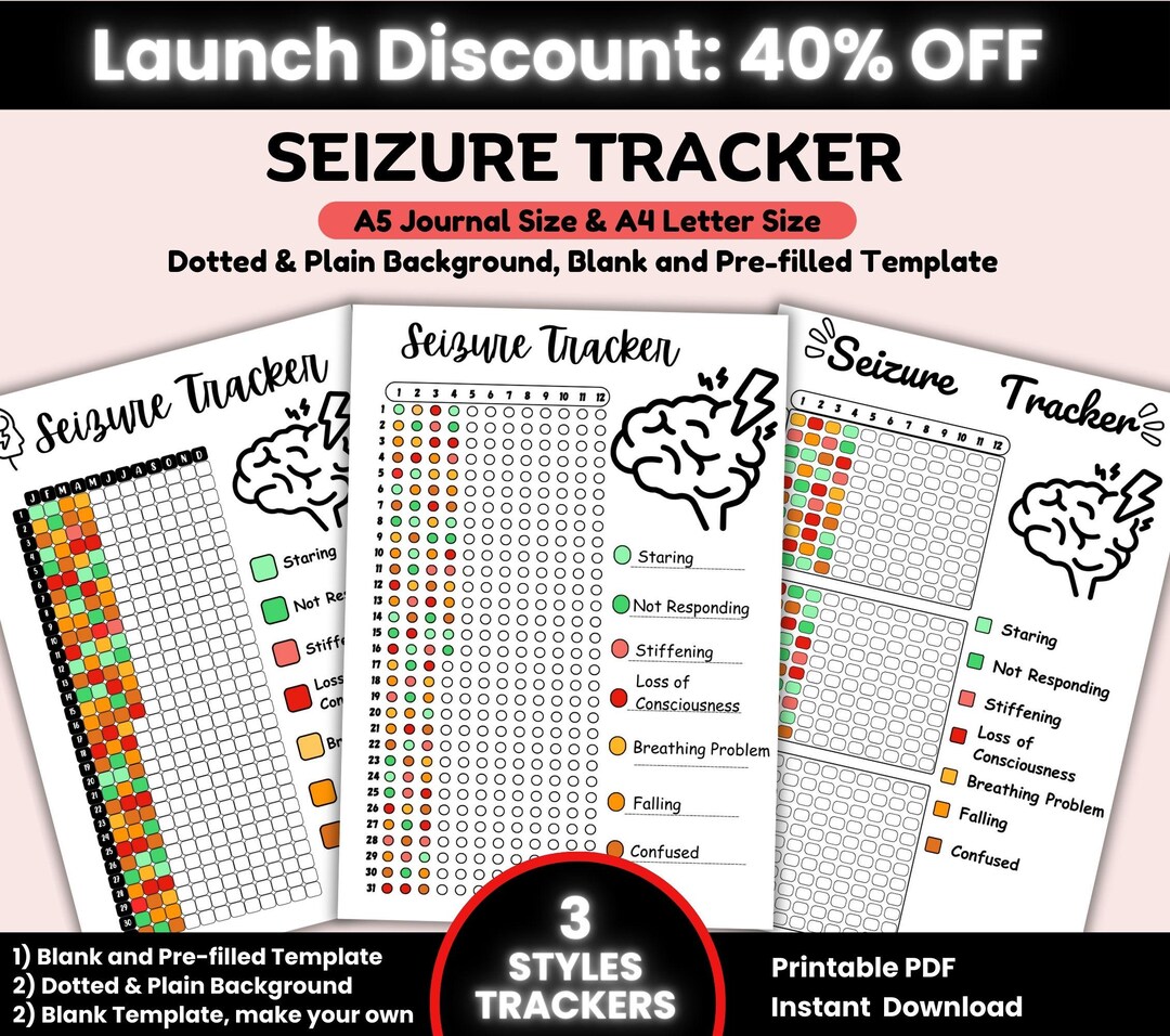 Seizure Tracker Printable, Medical Tracker, Health Tracker, Yearly ...