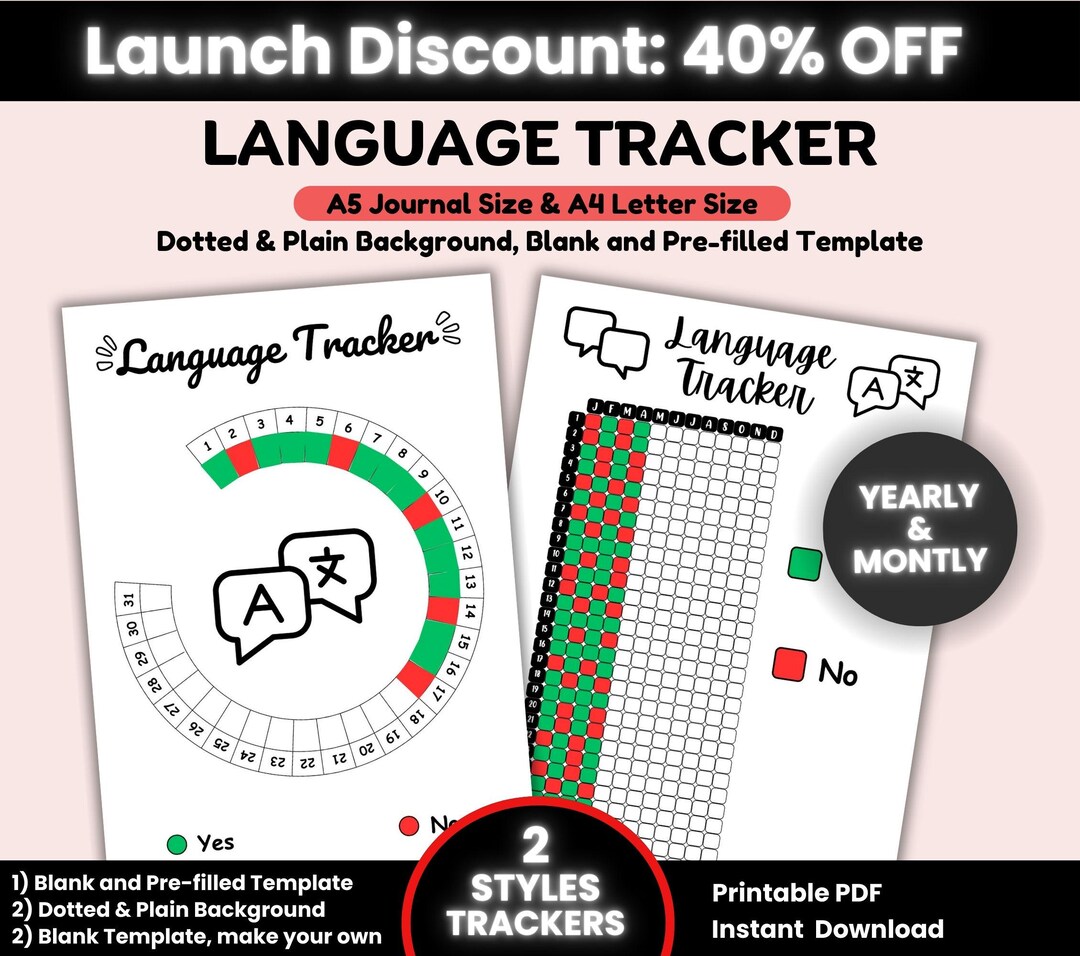 Language Learning Tracker Printable: A4/A5 Journal (digital Download) - Etsy