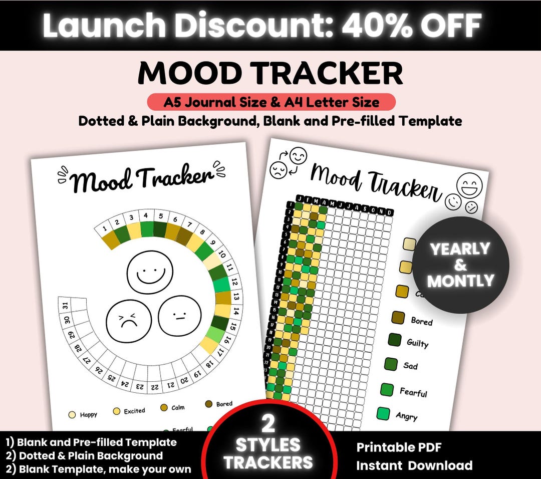 Mood Tracker Printable, Feelings Tracker Planner, Monthly Mood Tracker ...