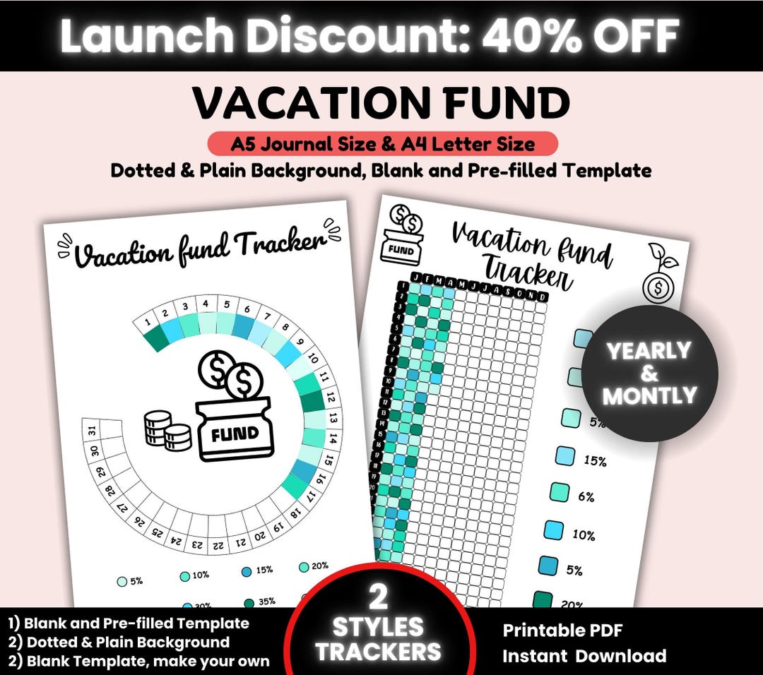 Vacation Fund Tracker Printable: A4/A5 Travel Savings (PDF) - Etsy