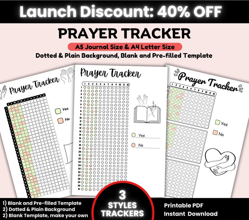 Prayer Tracker Printable: Daily Journal, Bible Study (PDF) - Etsy