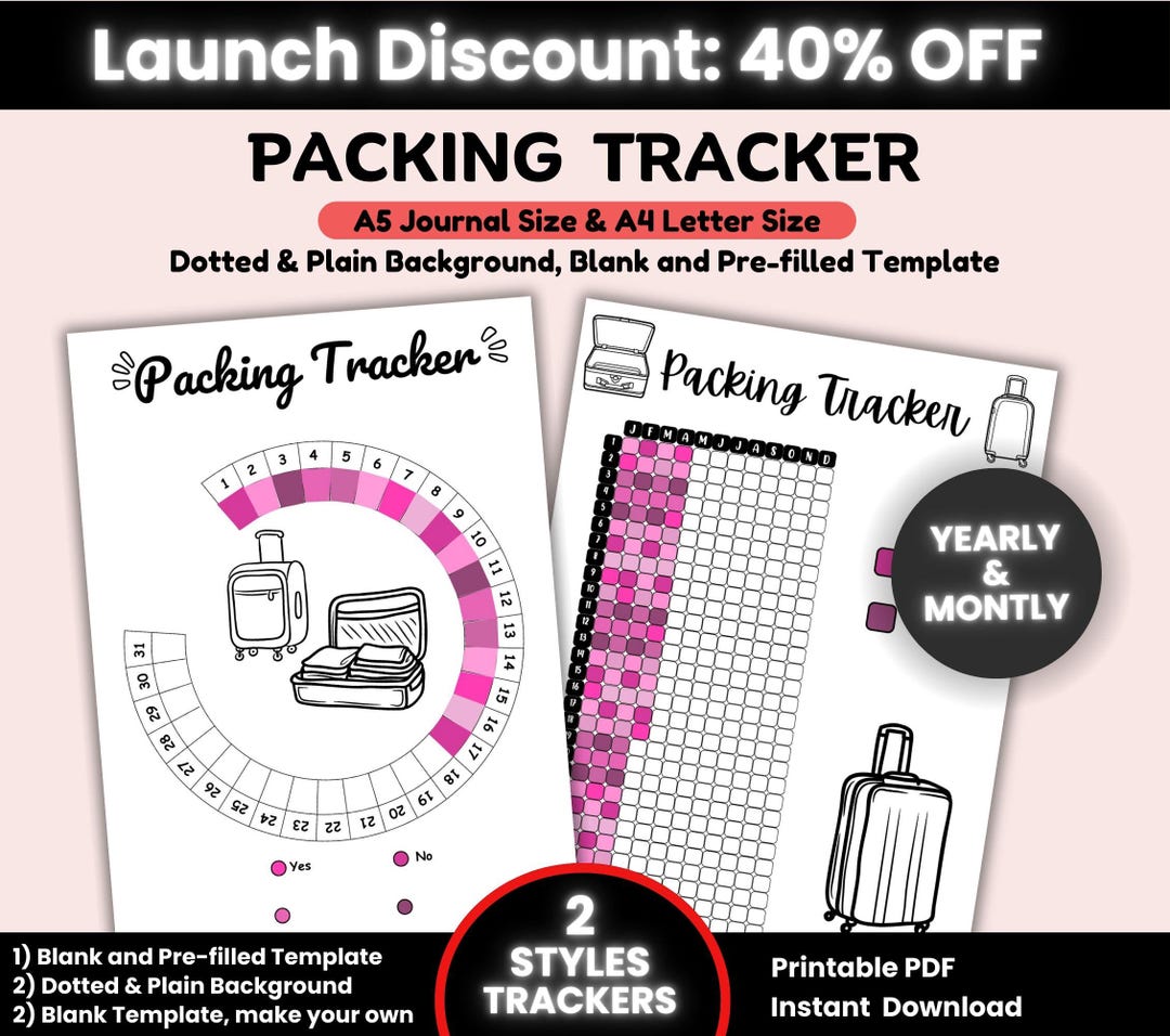 Packing Tracker Printable: A5/A4 Travel Planner (digital Download) - Etsy
