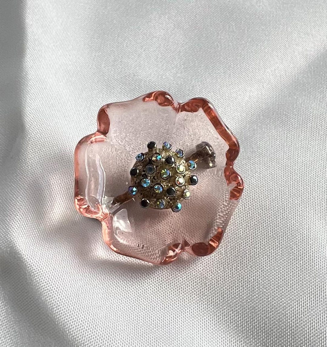 Vintage Pin | Carolee Flower Brooch Clear Pink - Etsy