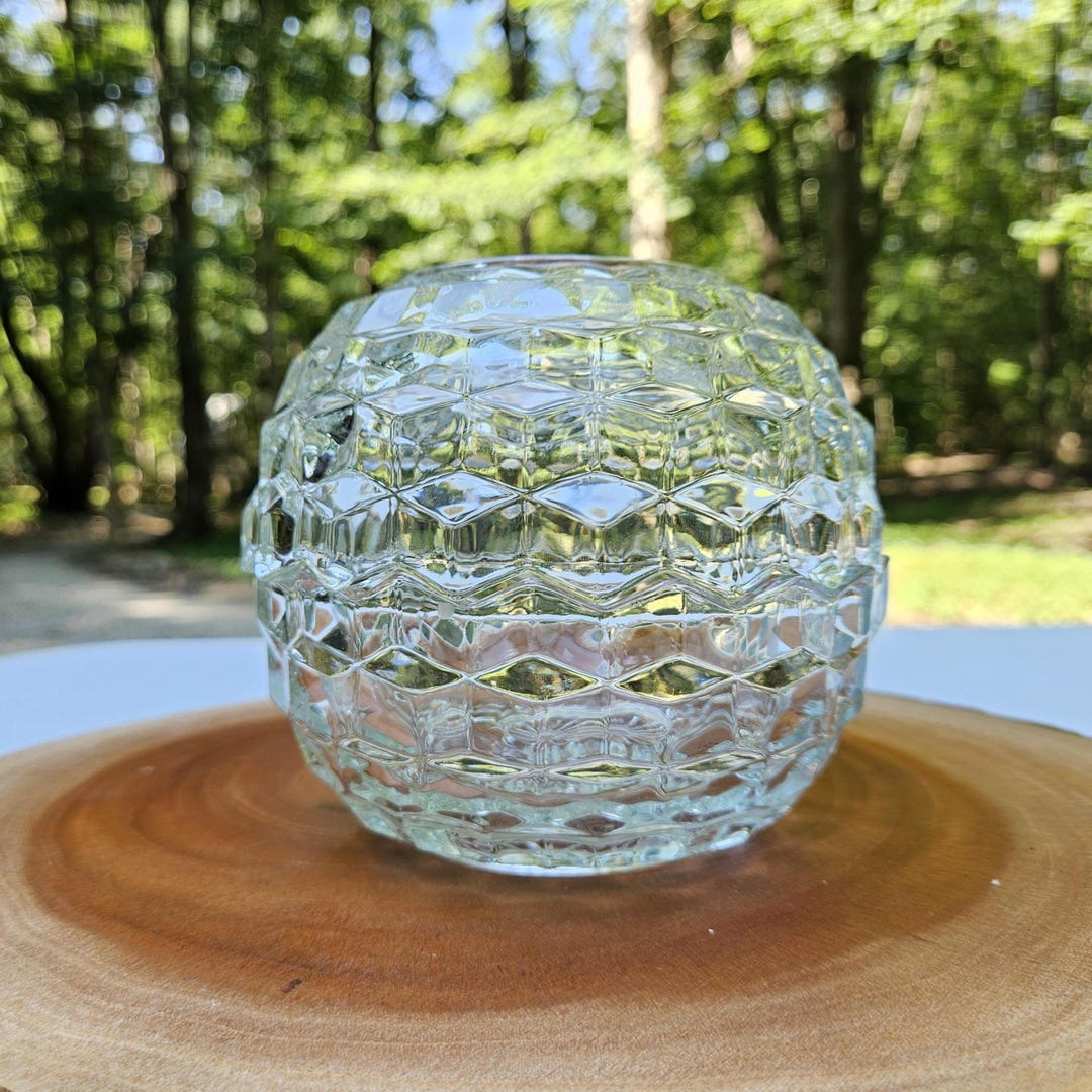 Homco Clear Glass Cubist Pattern Fairy Lamp. 5" Tall X 5" Wide. - Etsy