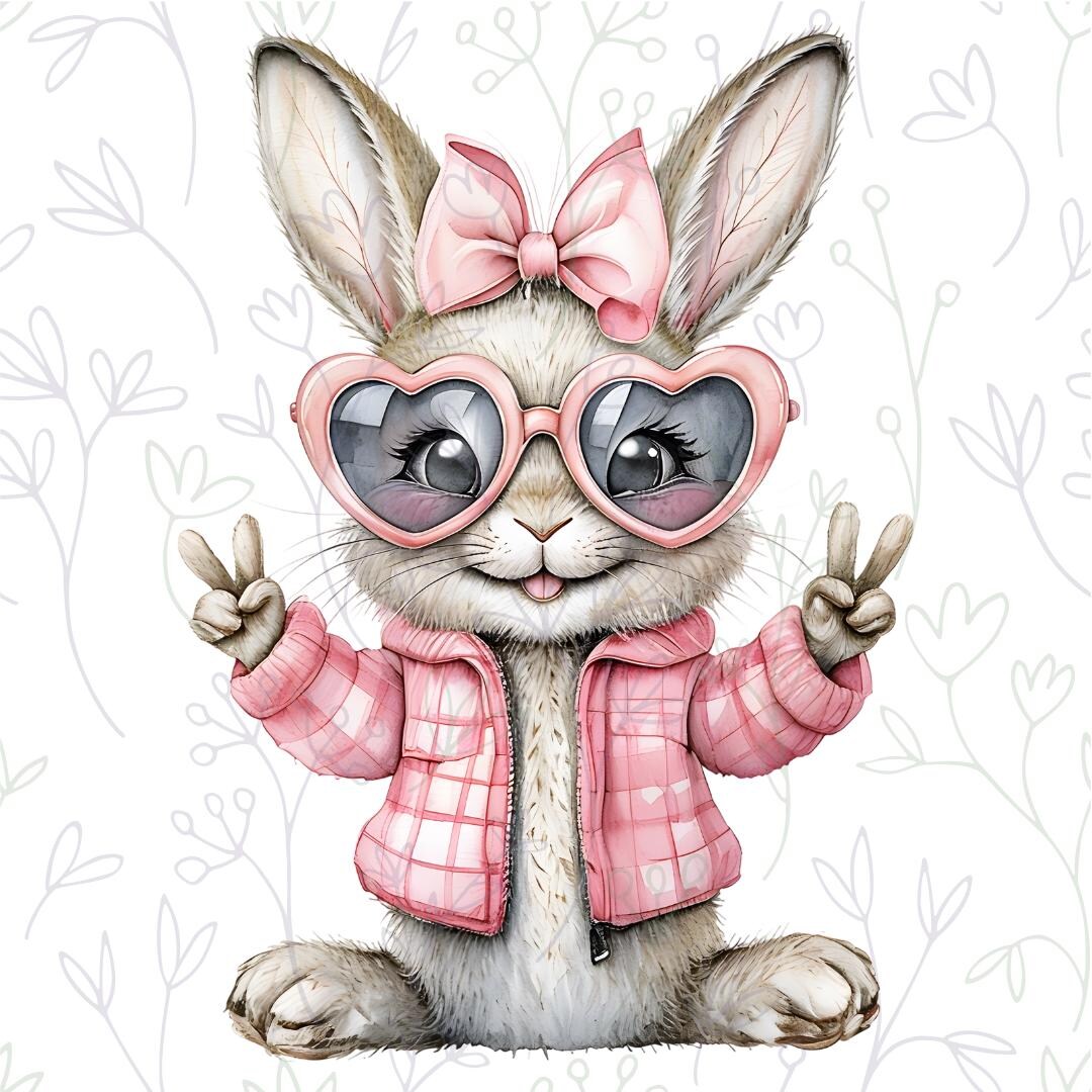 Easter Bunny PNG File, Bunny With Peace Signs, Easter Clipart ...