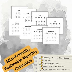 2025 Calendar Bundle - 82 Pngs | Monthly + Yearly | Bold + Minimal ...