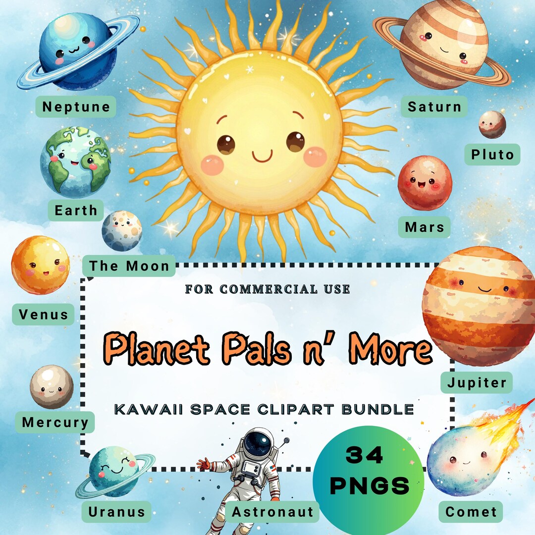 Planet Friends Space Art Pack, Instant Download, Planets N' More ...