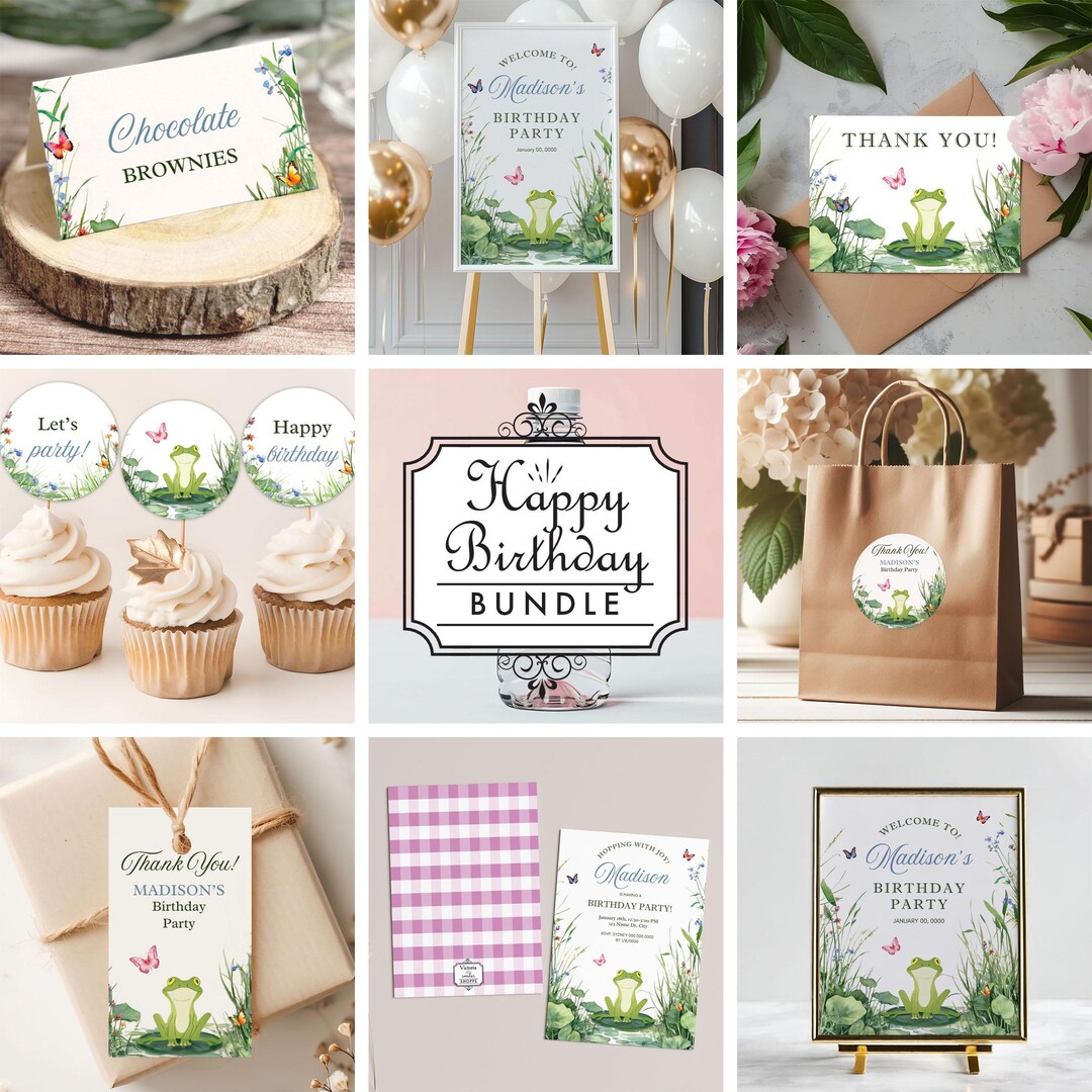 Editable Frog Happy Birthday Bundle - Etsy