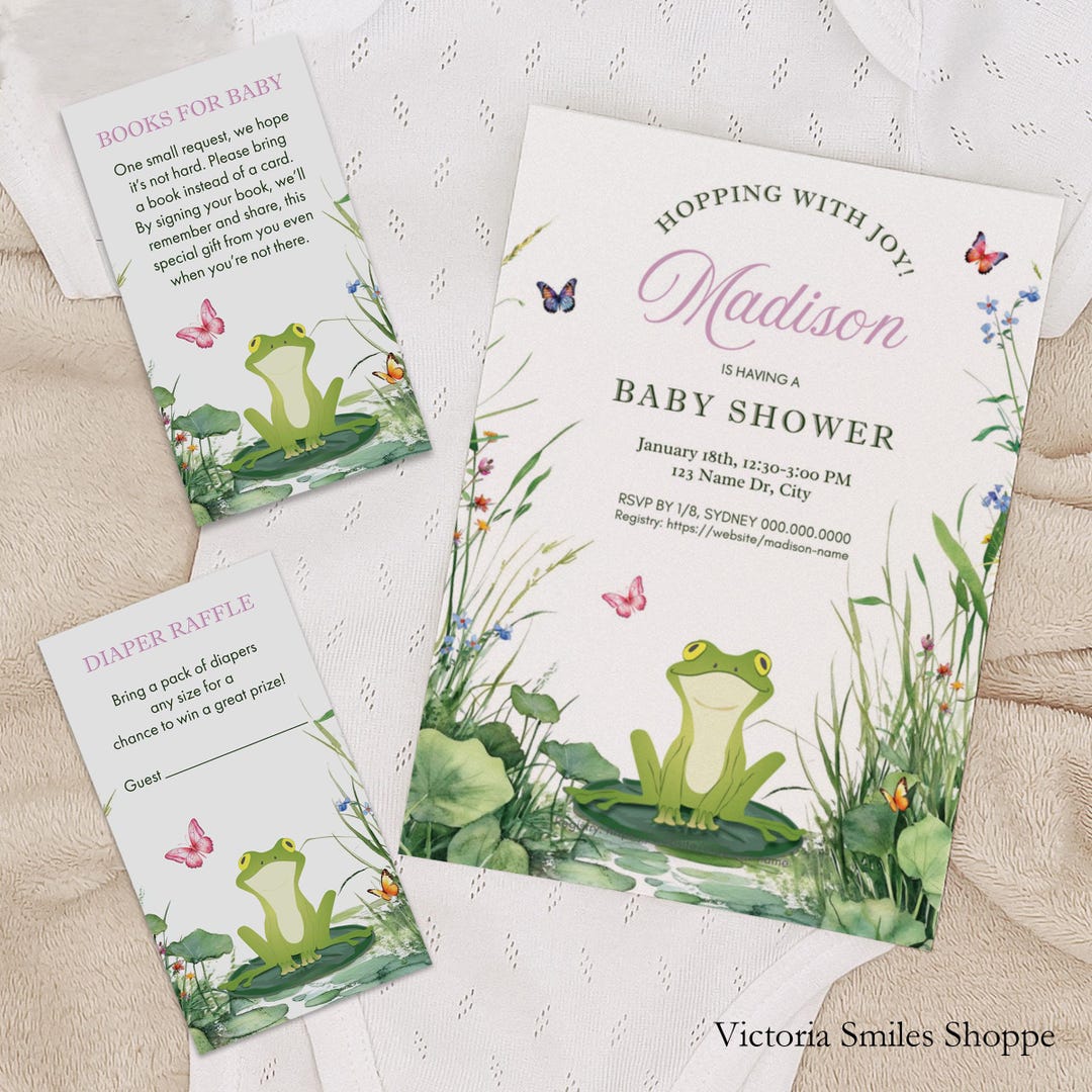 Editable Frog Baby Shower Invitation & Digital Party Invite - Etsy