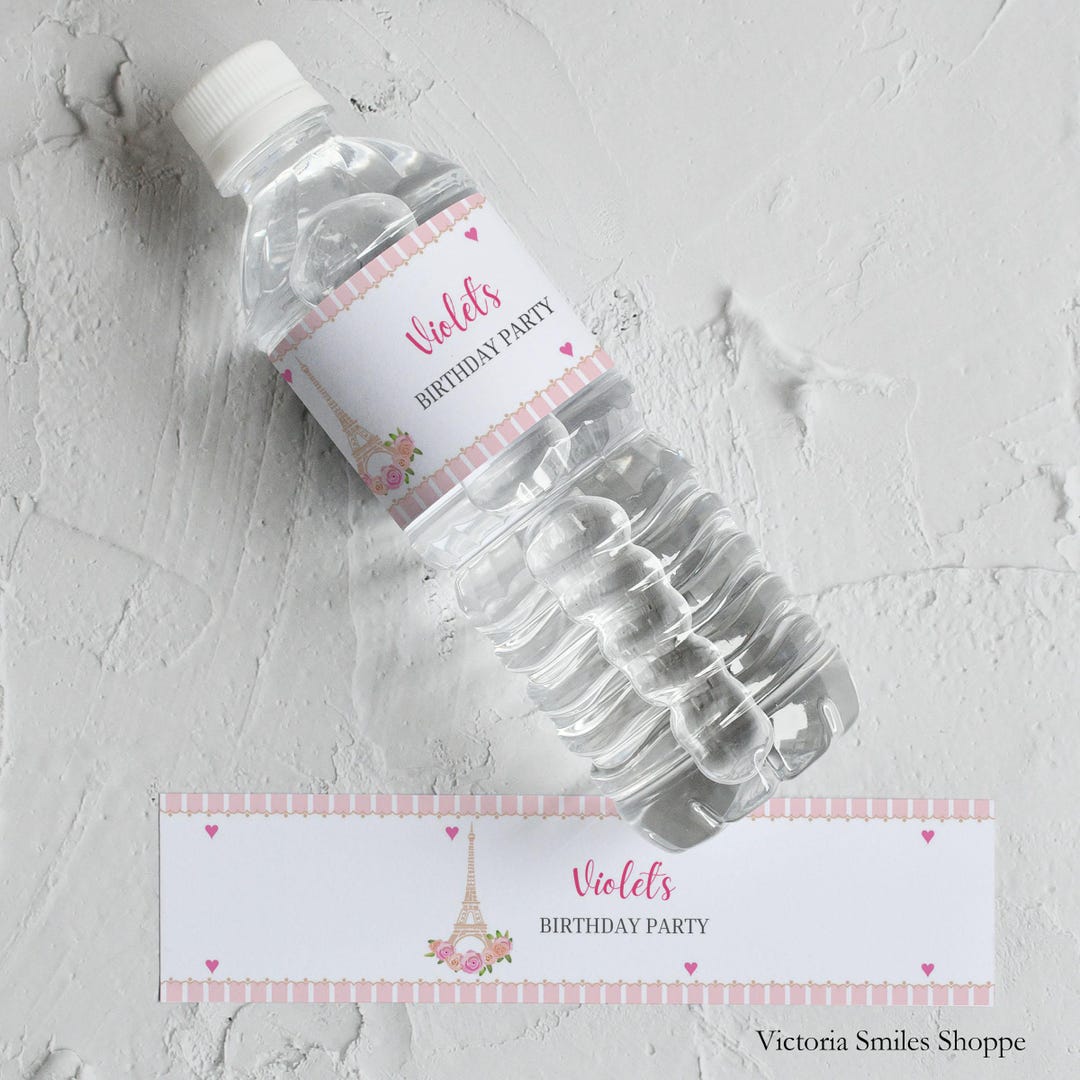 Editable Paris Birthday Party Water Bottle Label - Etsy