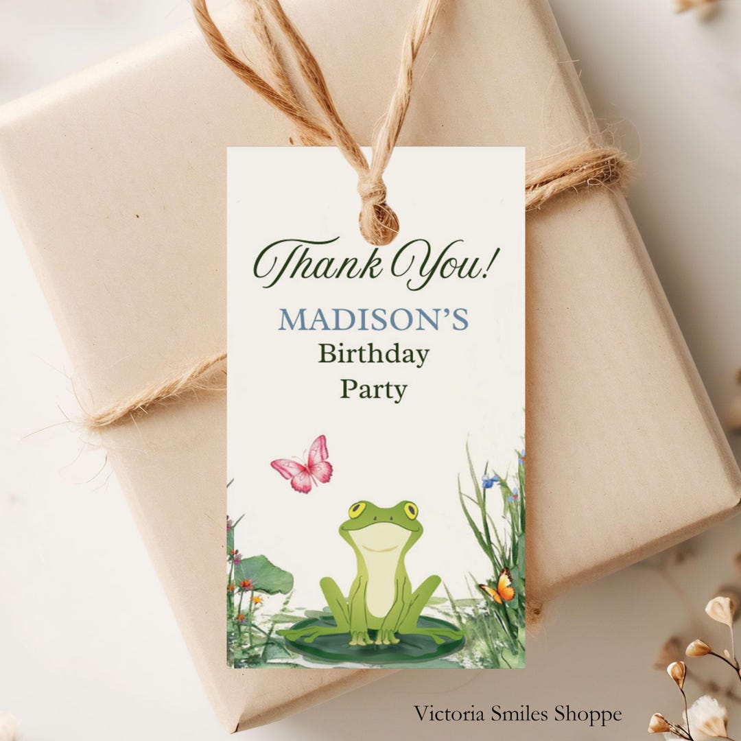 Editable Frog Birthday Party Gift Tags & Stickers - Etsy