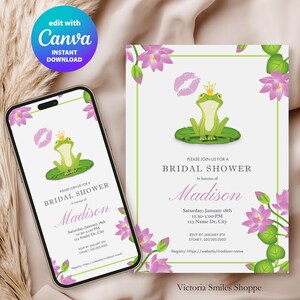 Editable Frog Prince Bridal Shower Invitation & Digital Party Invite - Etsy