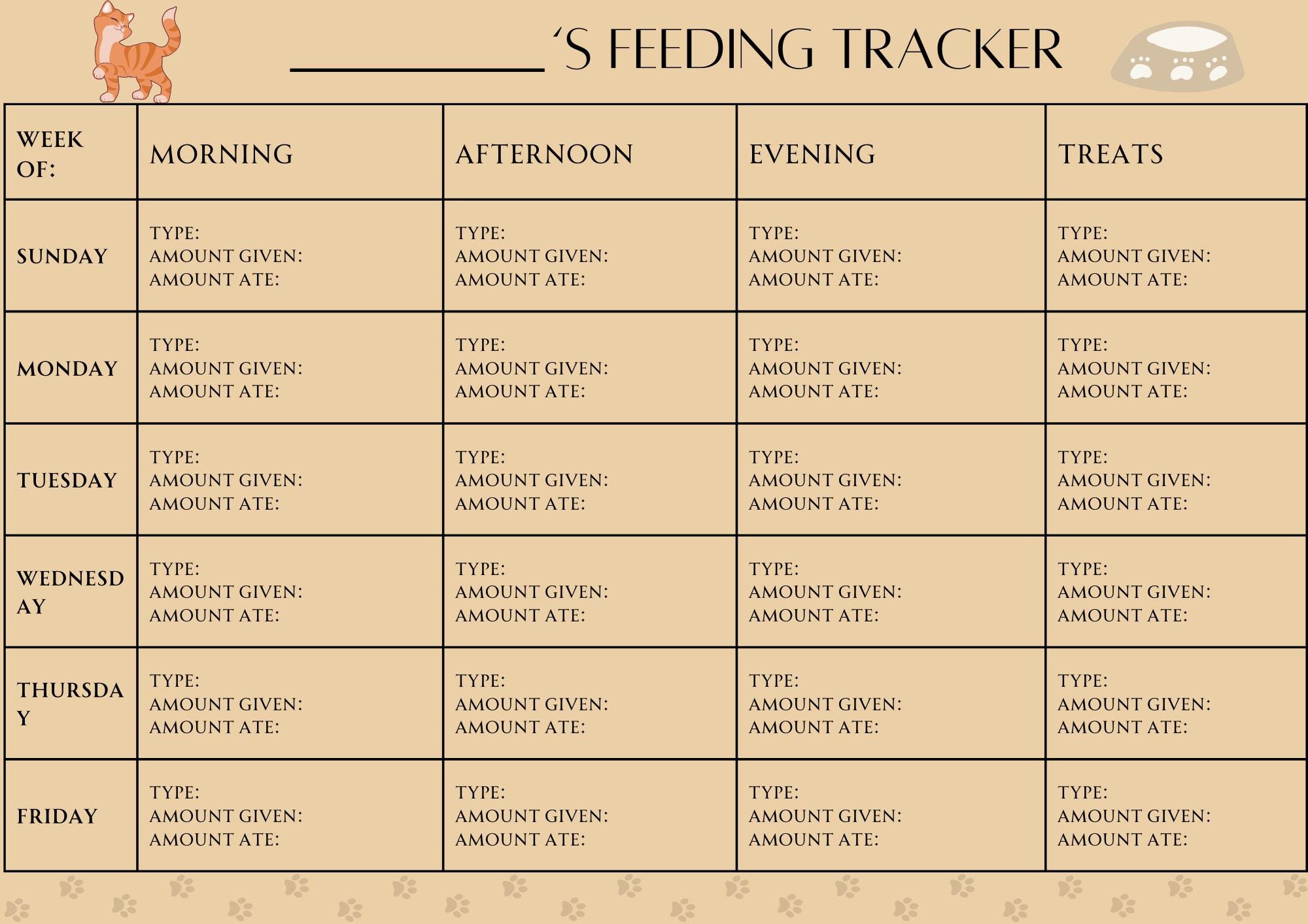 Kitten Feeding Tracker! - Etsy