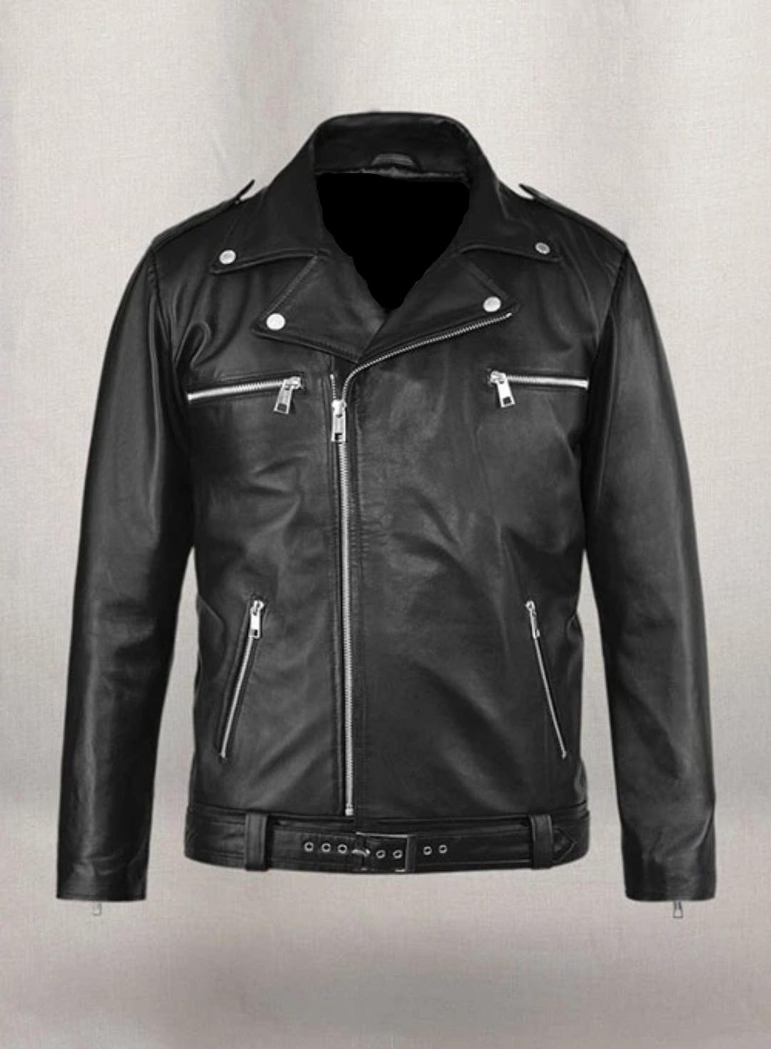 Jeffrey Morgan Inspired Negan TWD Cosplay Real Leather Biker Jacket - Etsy