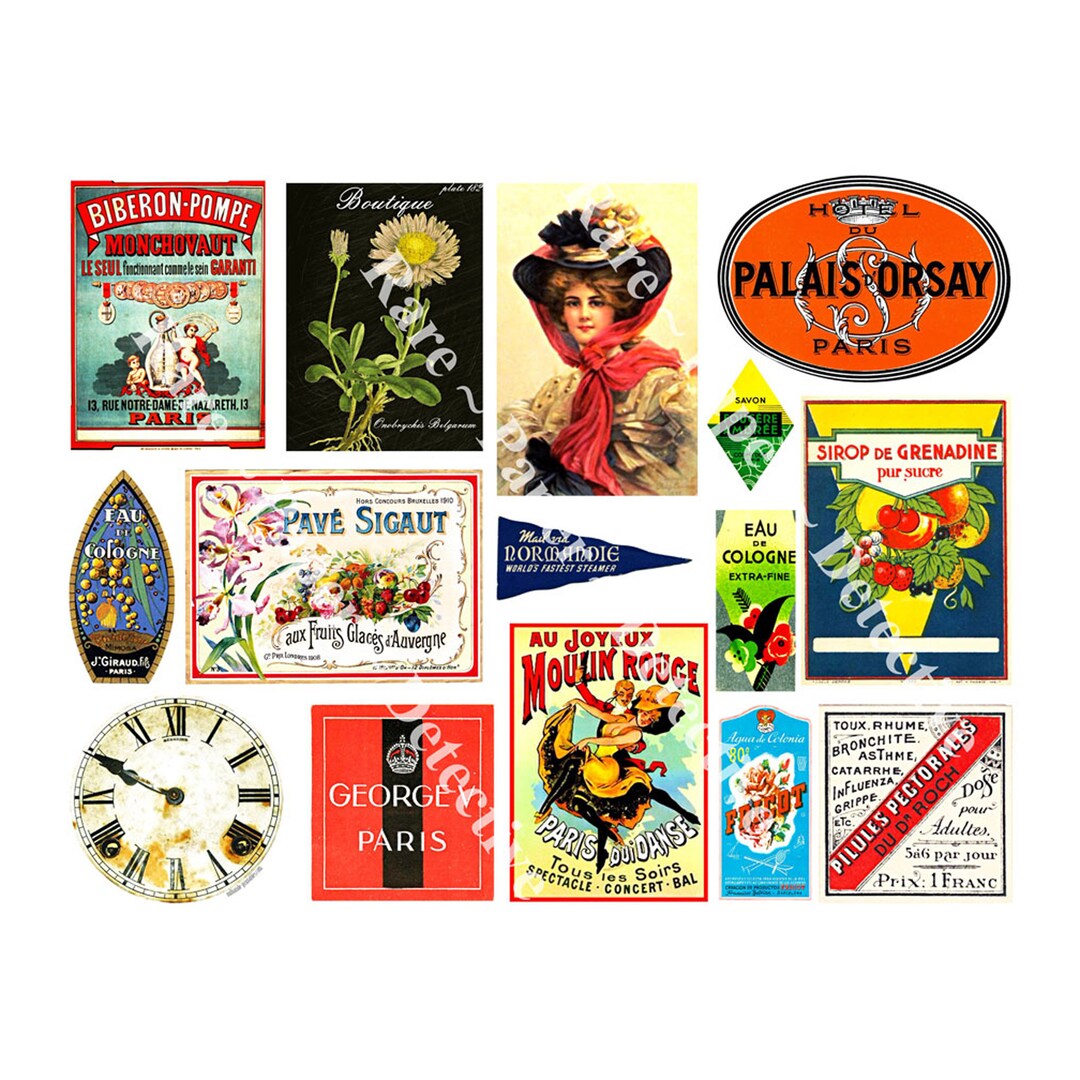 French Victorian Era Graphics, Sticker Sheet, Paris France, Cottage ...