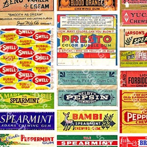 Gum Wrapper Advertising, Retro Style Chewing Gum Packaging for Kitchen ...